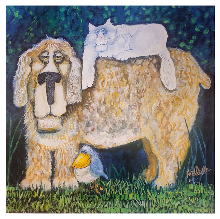 Signed Three Is Not A Crowd 25" X 25" – Nedobeck